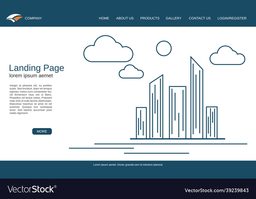 Website landing page template Royalty Free Vector Image