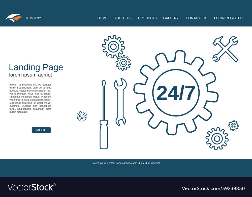 Website landing page design template Royalty Free Vector