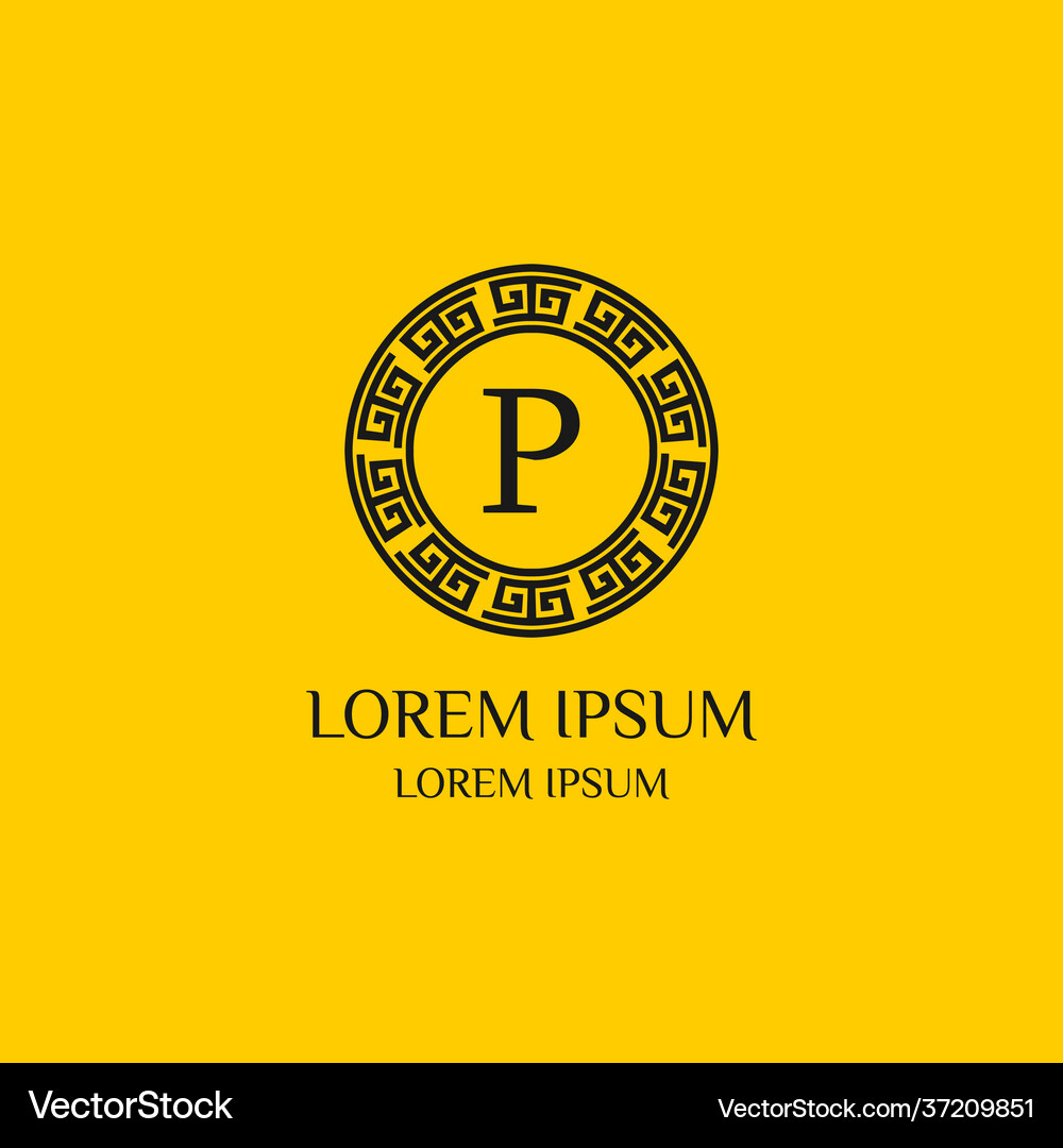 Letter p circle medallion logo design template Vector Image