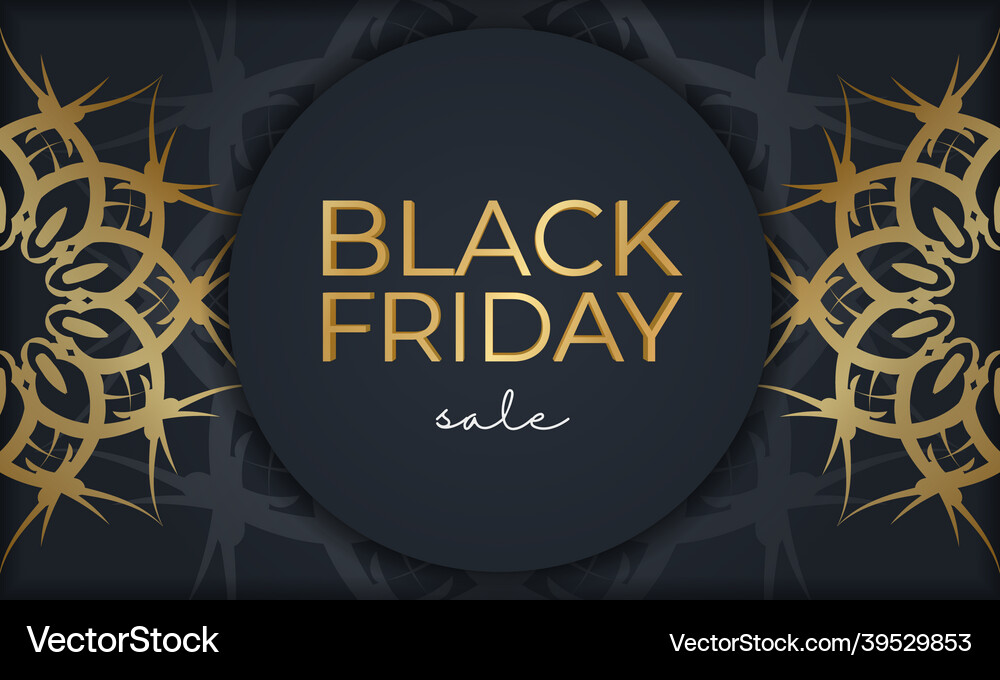 Poster black friday dark blue with round Vector Image