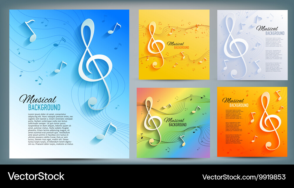 Set musical banners with musical key and notes Vector Image