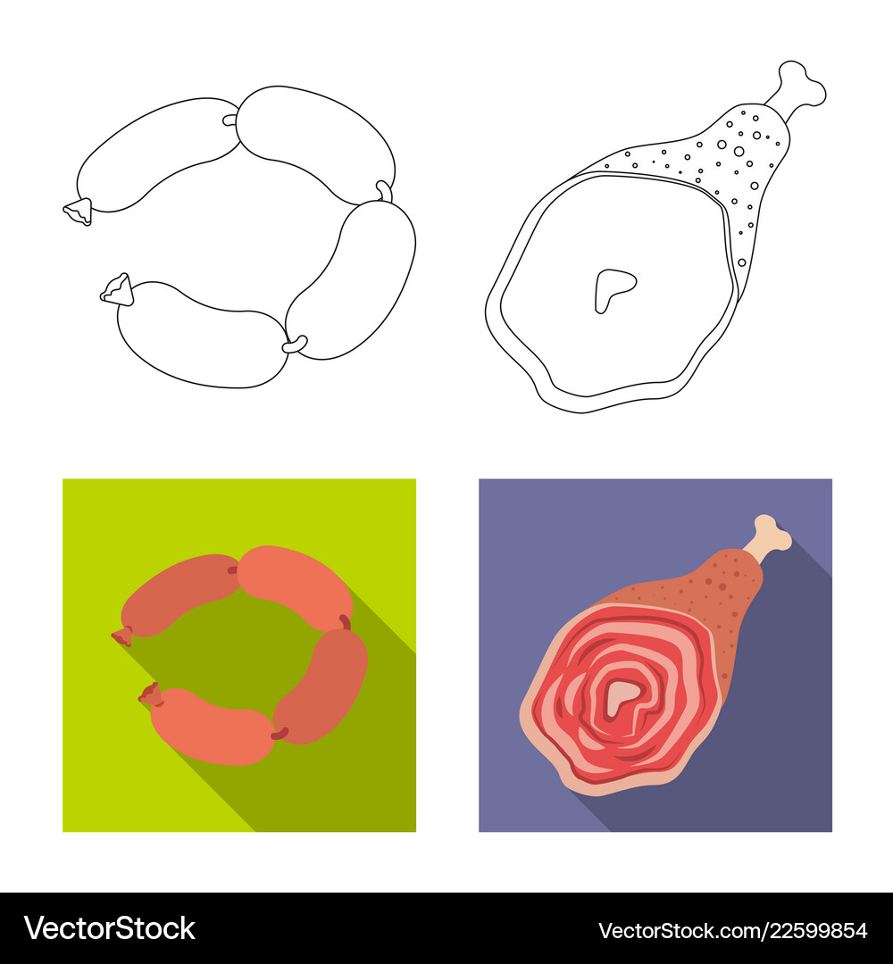Isolated object meat and ham symbol collection Vector Image