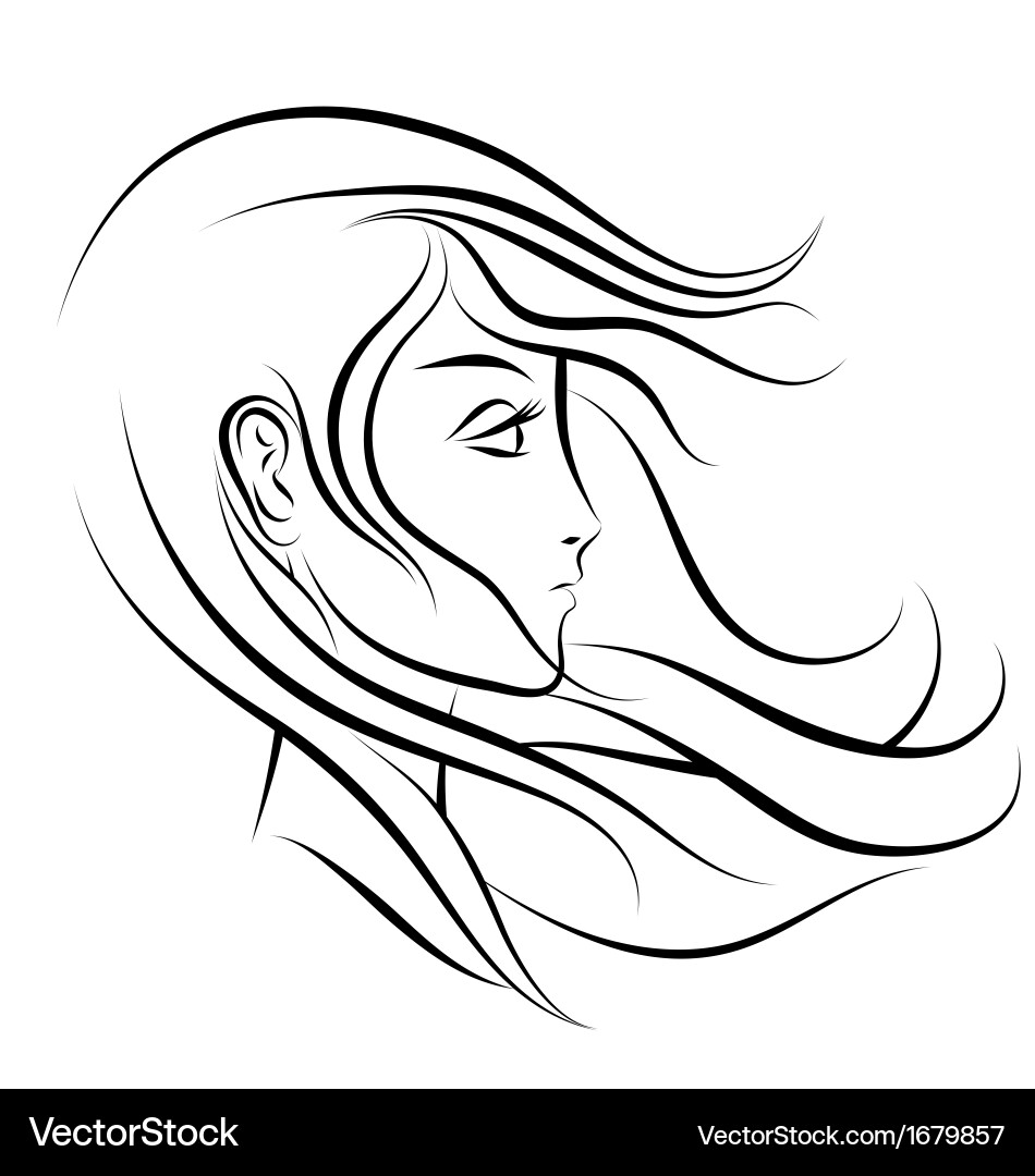 Stylized woman face profile Royalty Free Vector Image