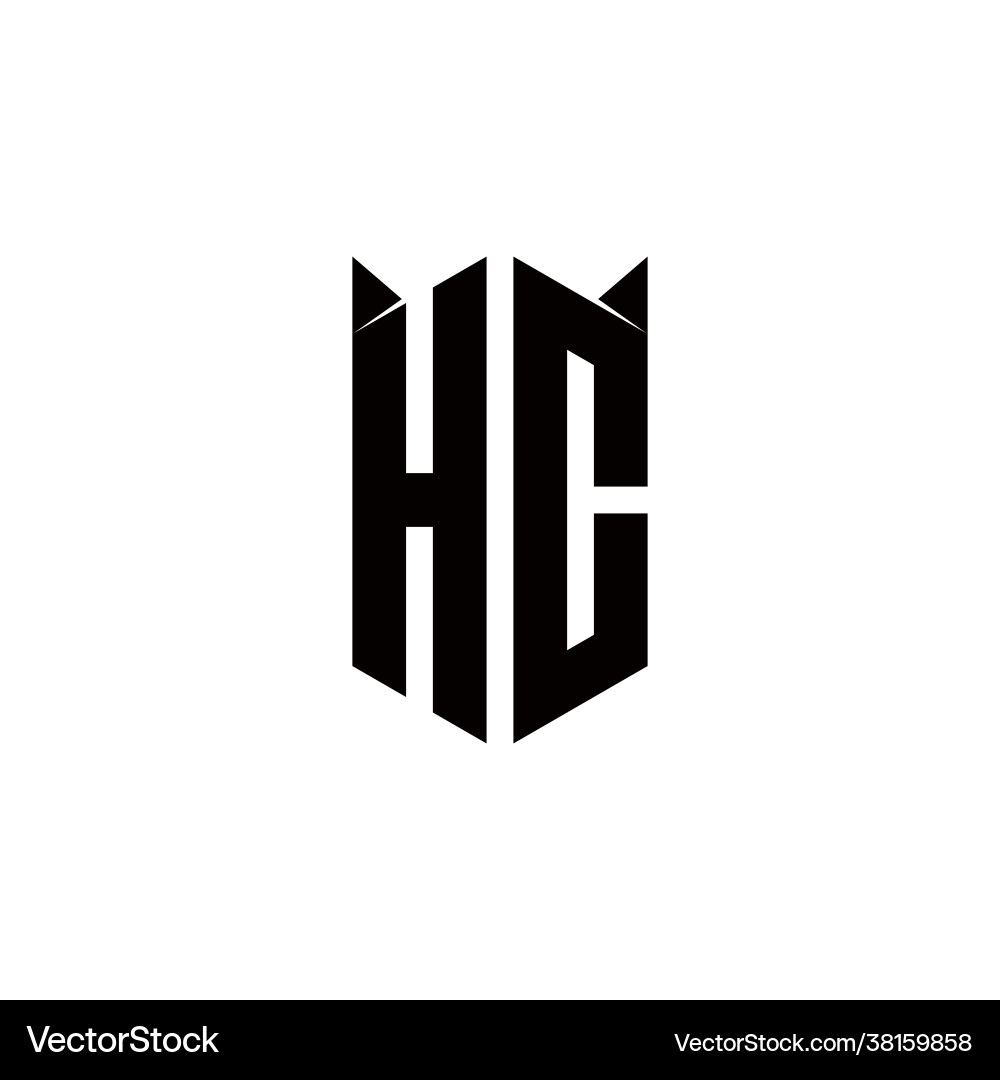 Hc logo monogram with shield shape designs Vector Image