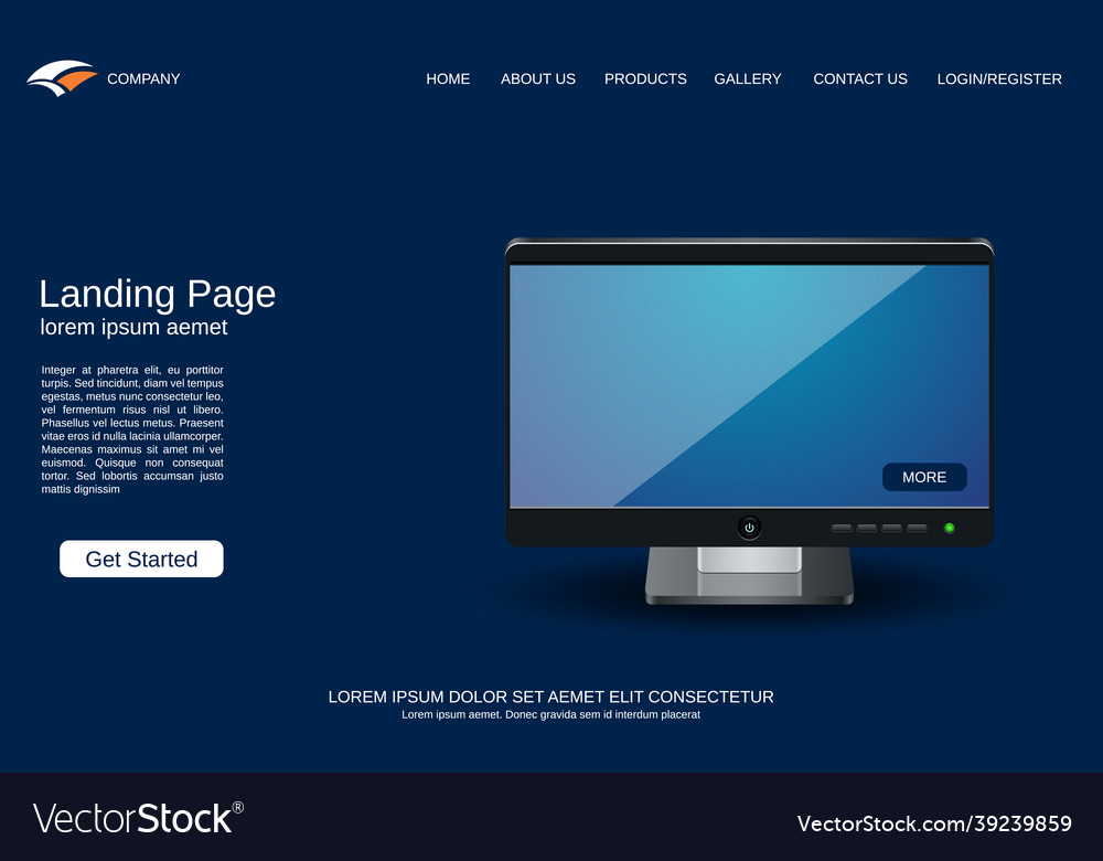 Website landing page design template Royalty Free Vector