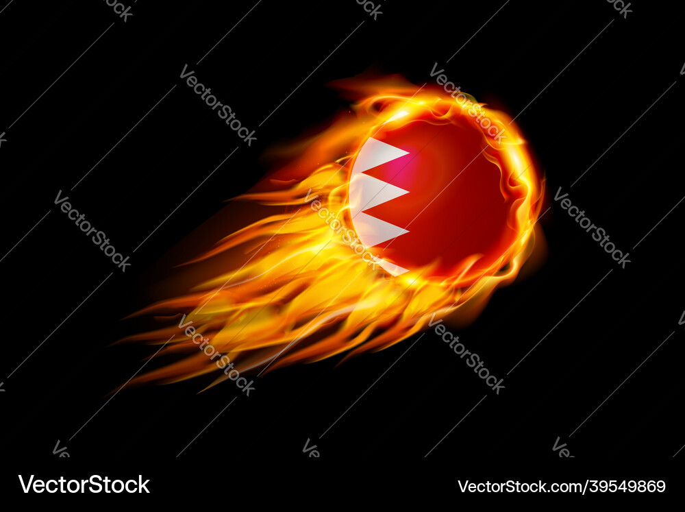 Bahrain flag with fire fire ball realistic design Vector Image