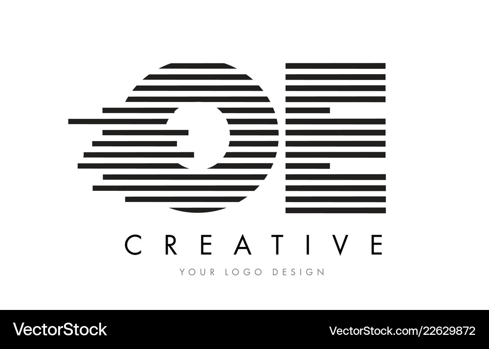 Oe o e zebra letter logo design with black Vector Image