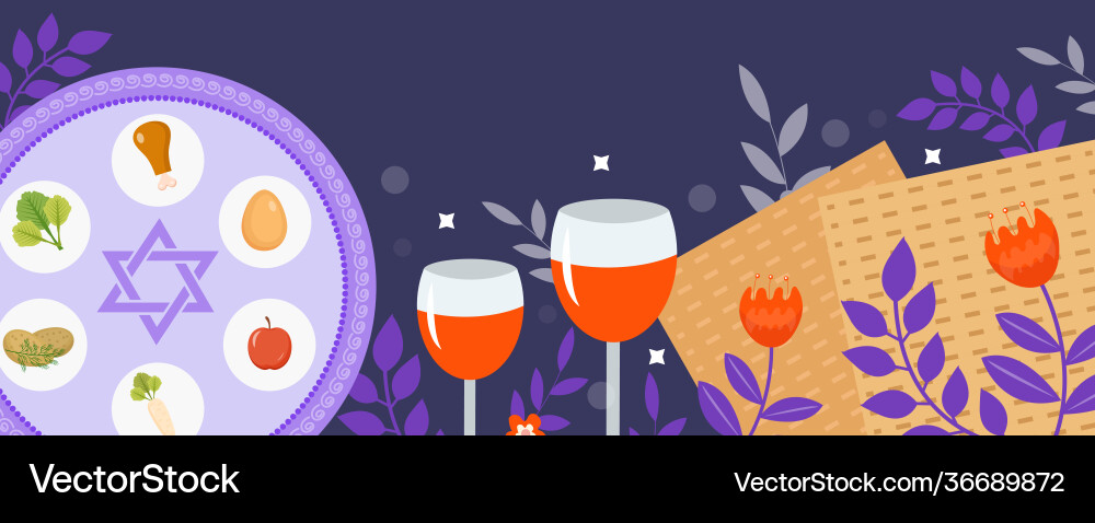 Passover banner pesach template for your design Vector Image