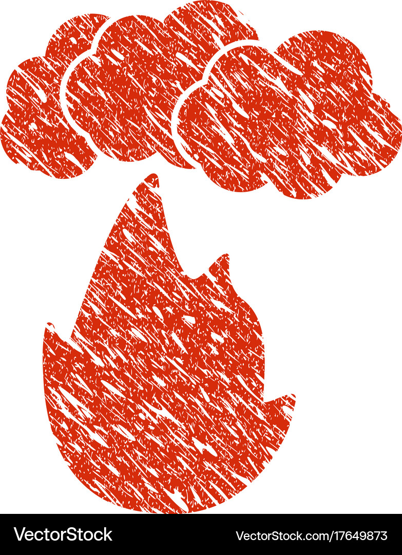 Flame with smoke icon grunge watermark Royalty Free Vector