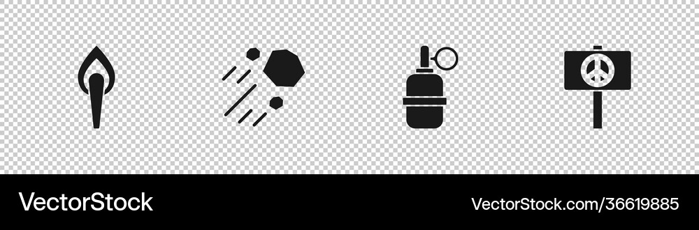 Set torch flame flying stone hand grenade Vector Image