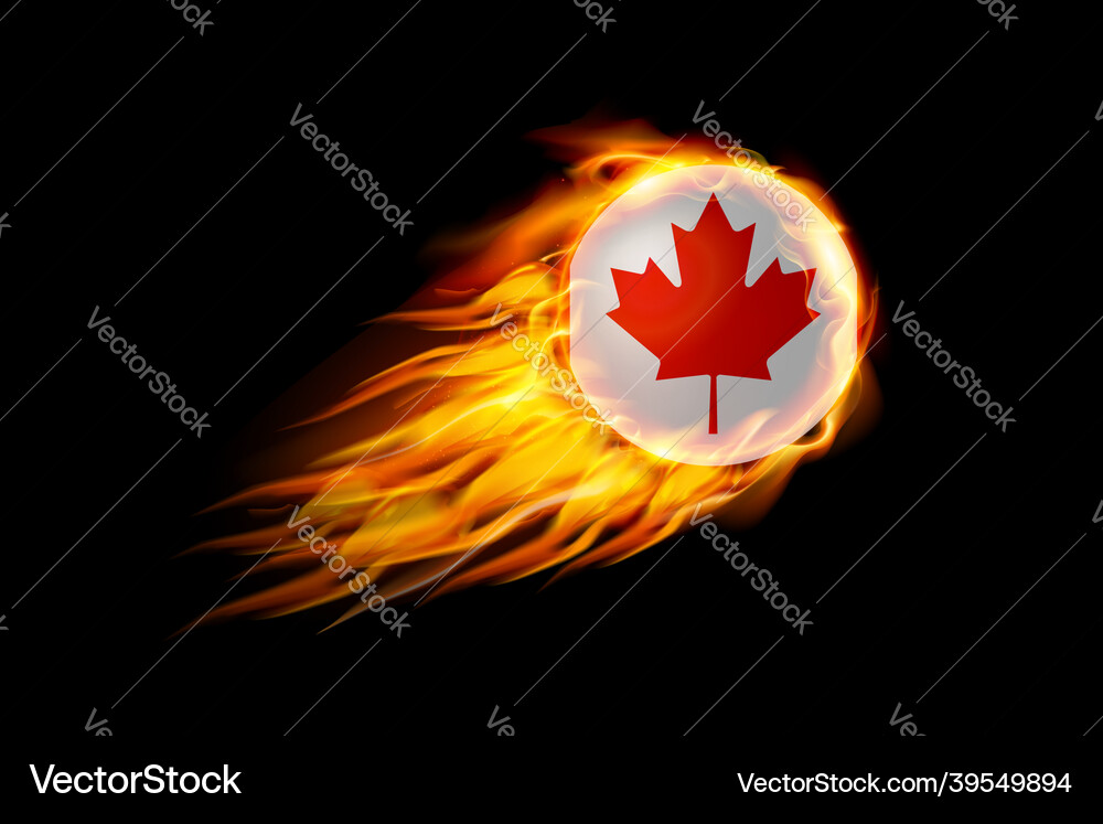 Canada flag with fire fire ball realistic design Vector Image