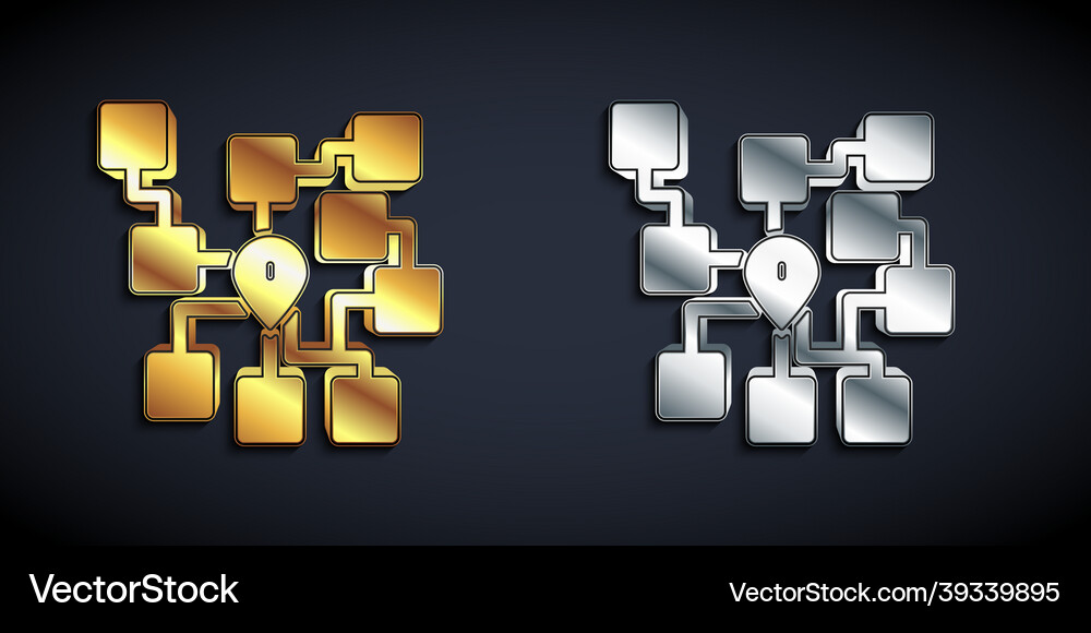 Gold and silver neural network icon isolated Vector Image