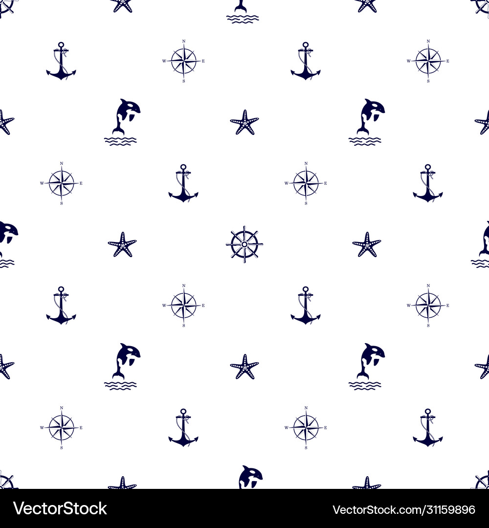 Seamless cute marine pattern on white background Vector Image