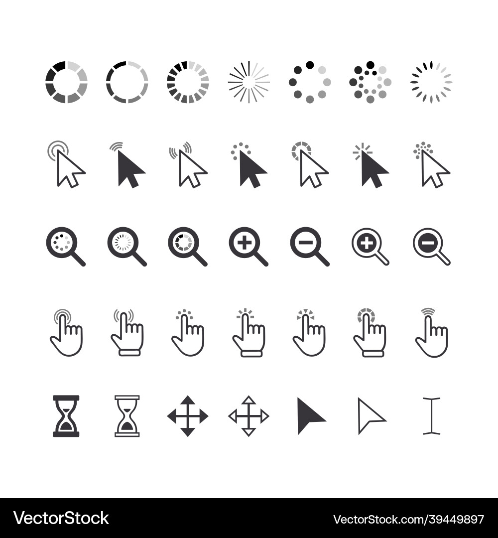 Set of icons cursor pointers click arrows Vector Image