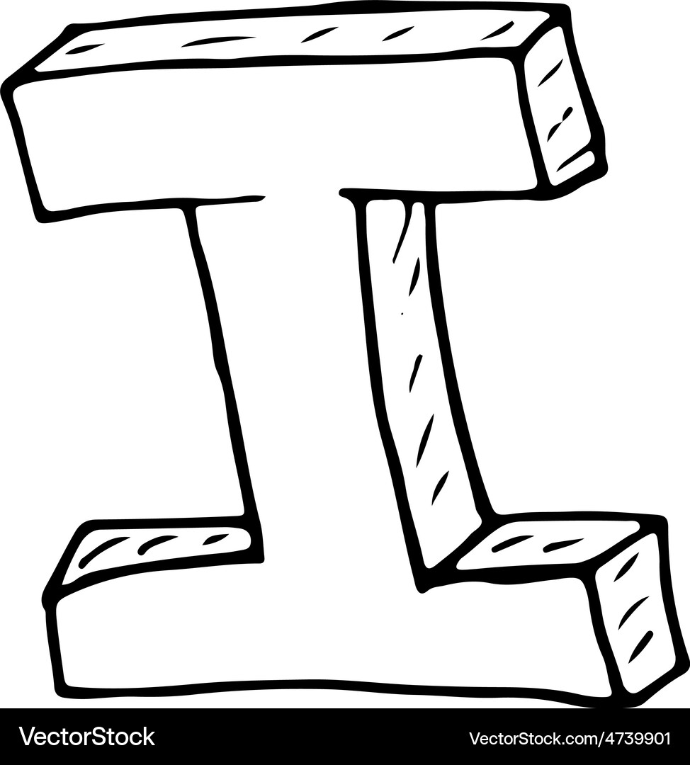 English alphabet - hand drawn letter I Royalty Free Vector