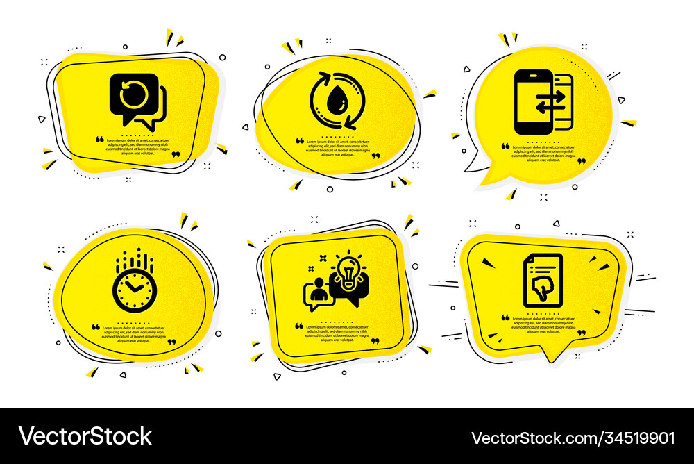 Refill water time and recovery data icons set Vector Image