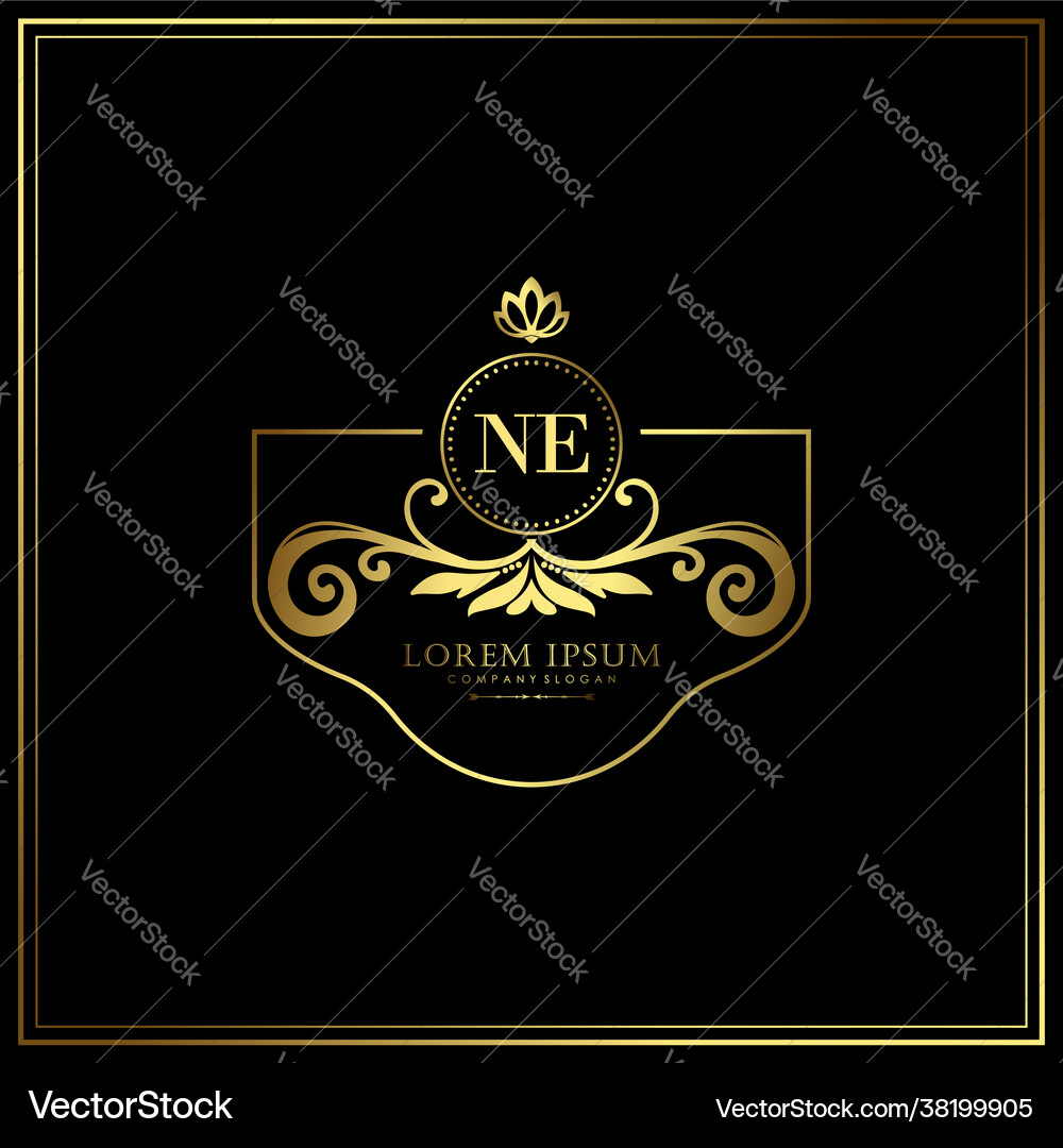 Ne initial letter luxury logo template in art Vector Image
