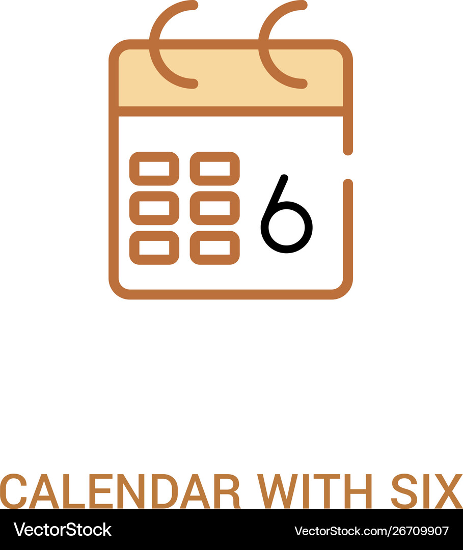 Calendar with six days concept 2 colored icon Vector Image