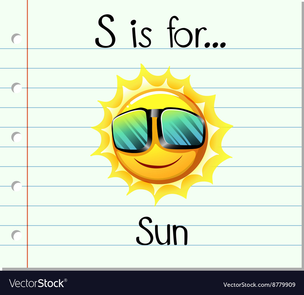 Flashcard letter S is for sun Royalty Free Vector Image