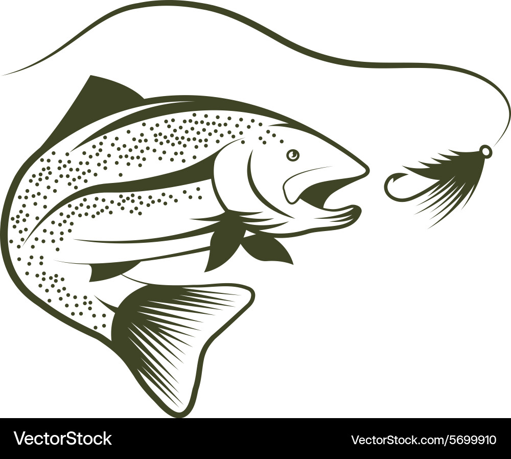 Trout and lure design template Royalty Free Vector Image