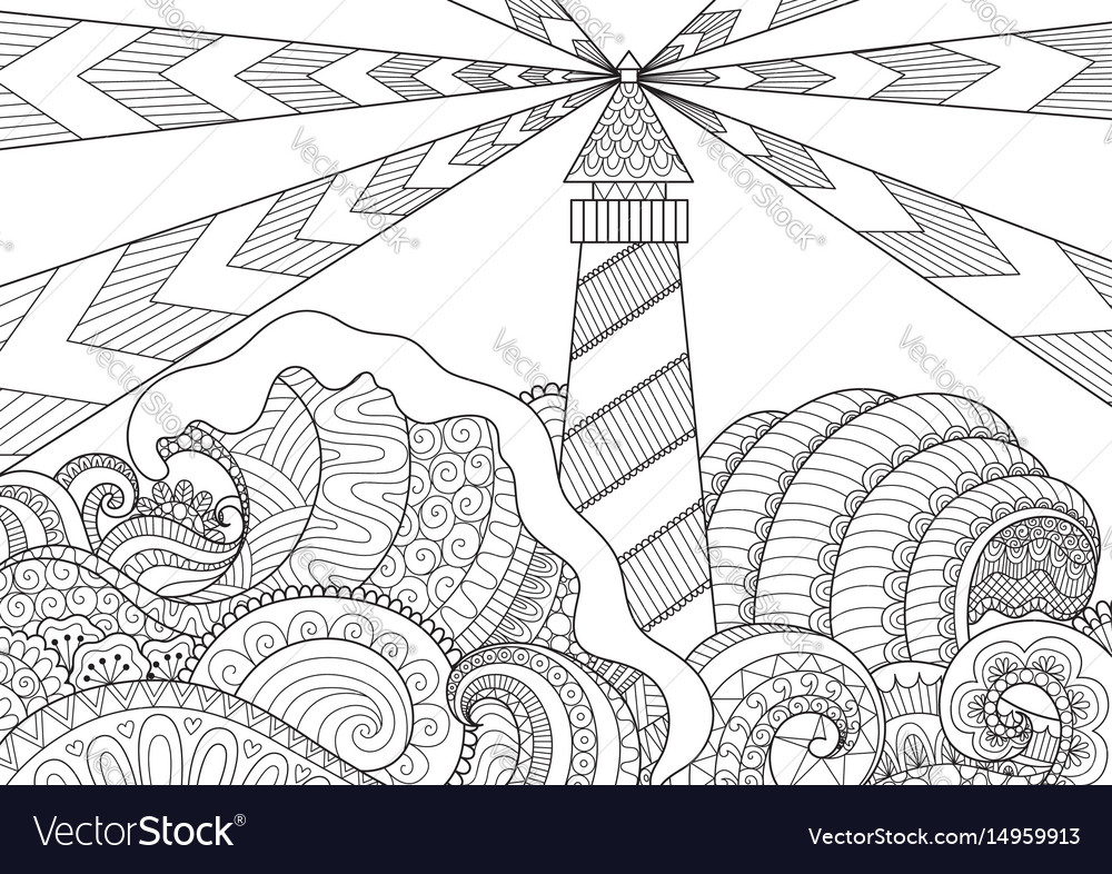 Seascape line art design Royalty Free Vector Image - VectorStock
