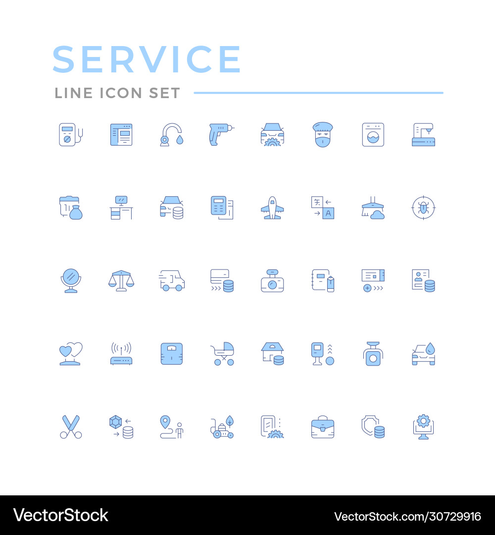 Set color line icons service Royalty Free Vector Image