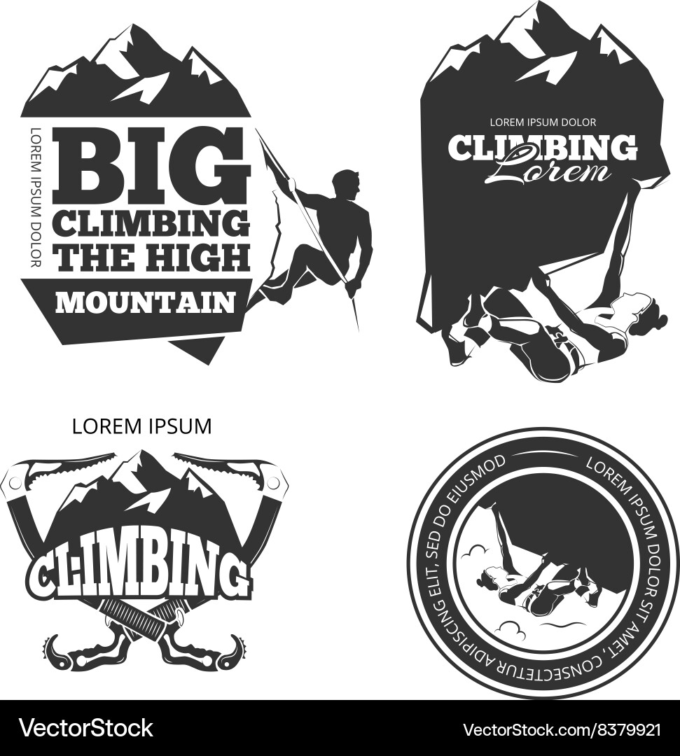 Vintage mountain climbing logo and labels Vector Image