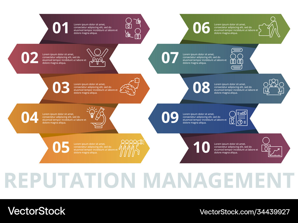 Infographic reputation management template icons Vector Image