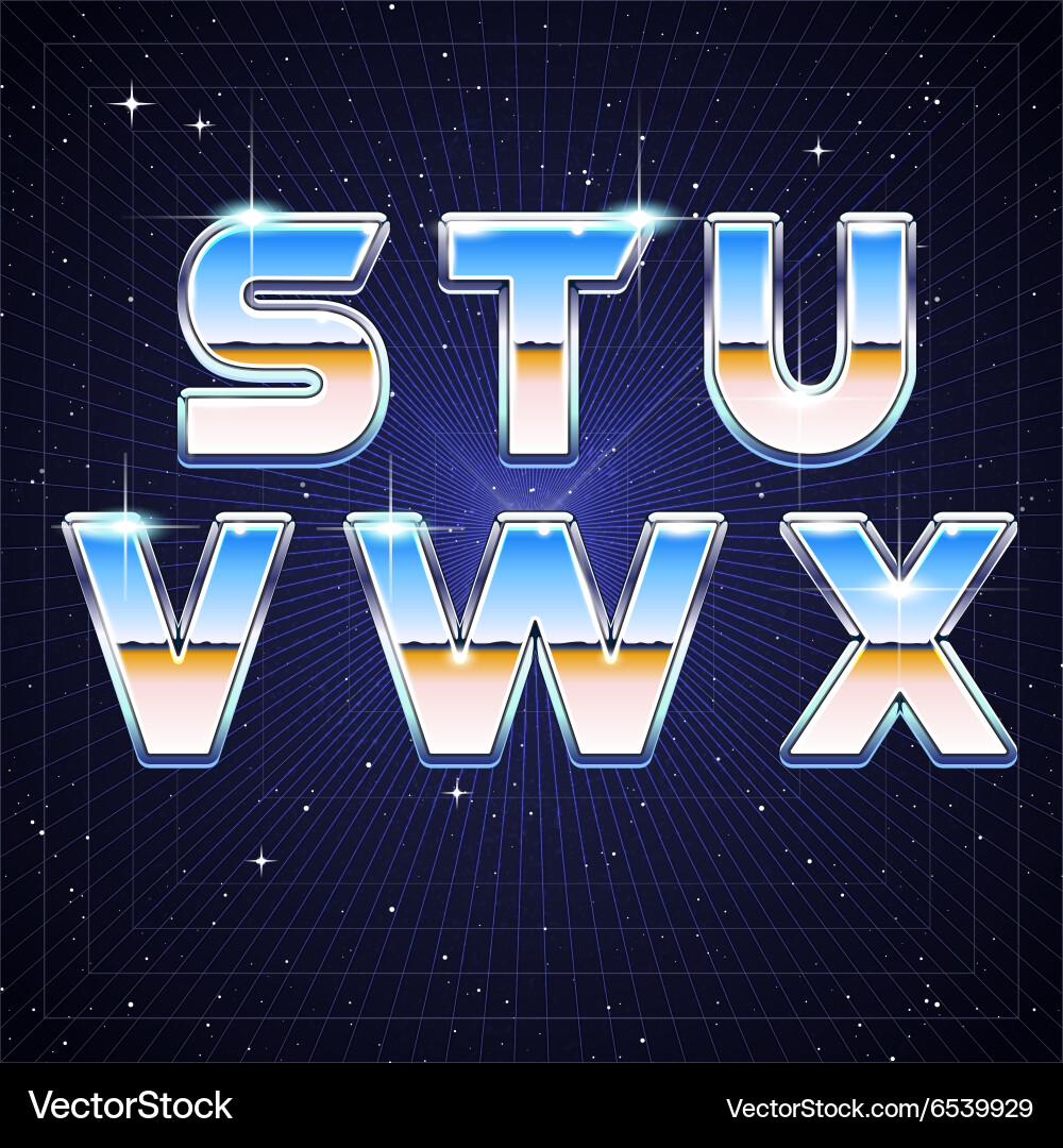 80s Retro Sci-Fi Font from S to X Royalty Free Vector Image