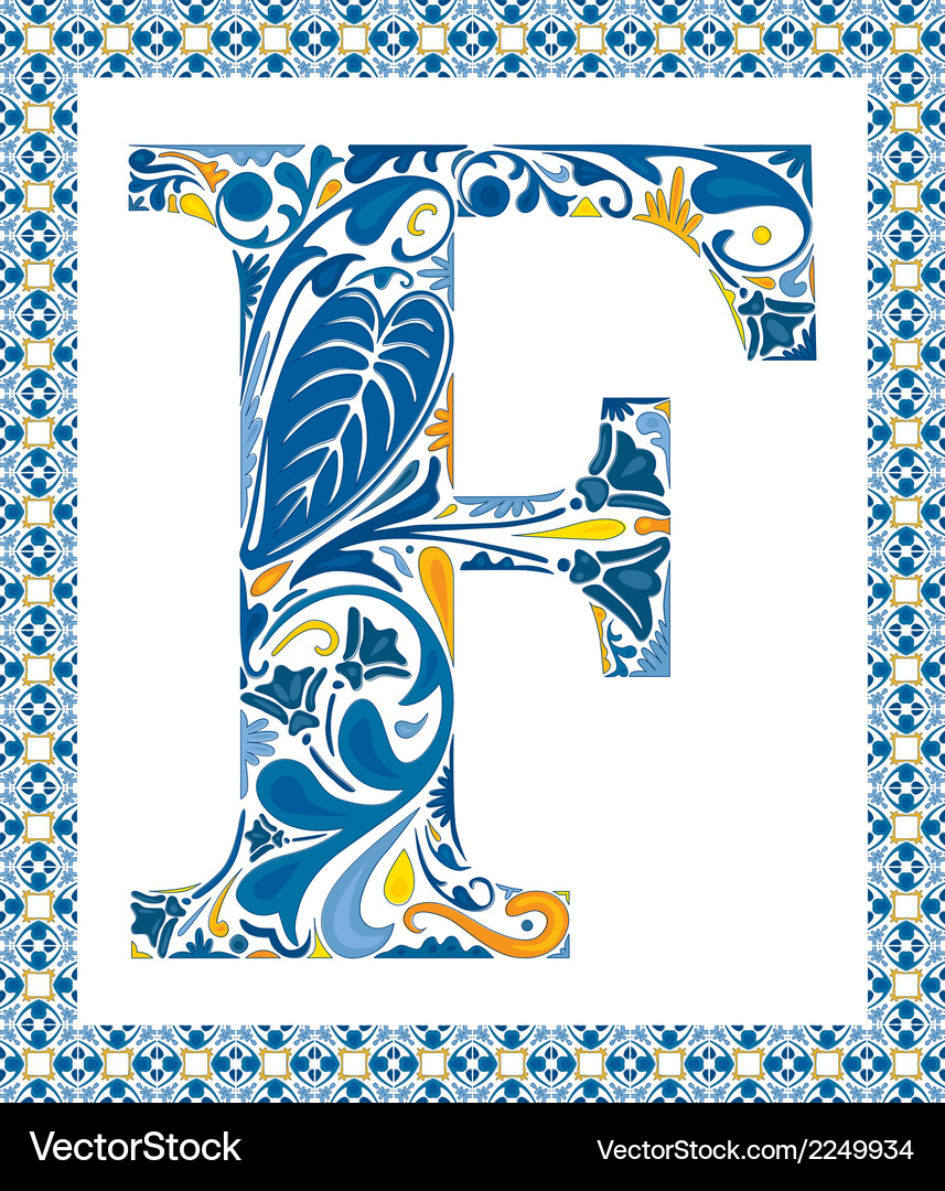 Blue letter F Royalty Free Vector Image - VectorStock