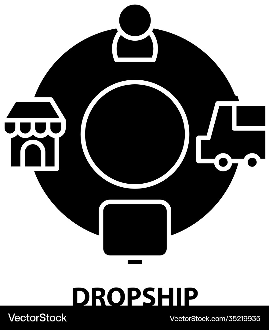 Dropship icon black sign with editable Royalty Free Vector