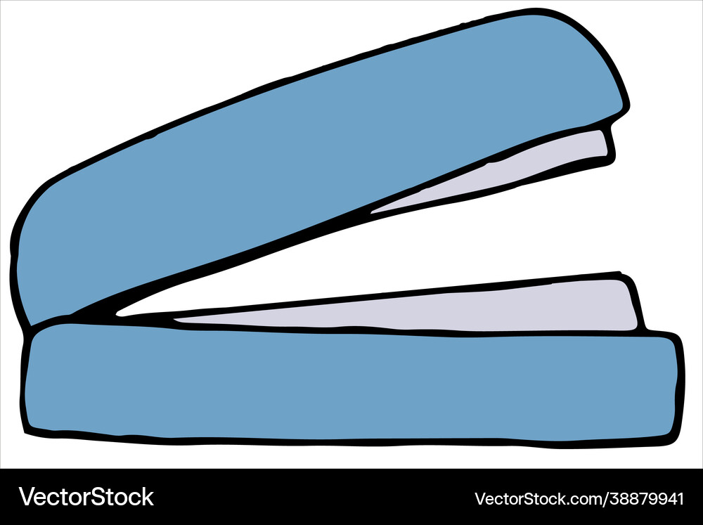 Blue stapler with staples for paper color Vector Image