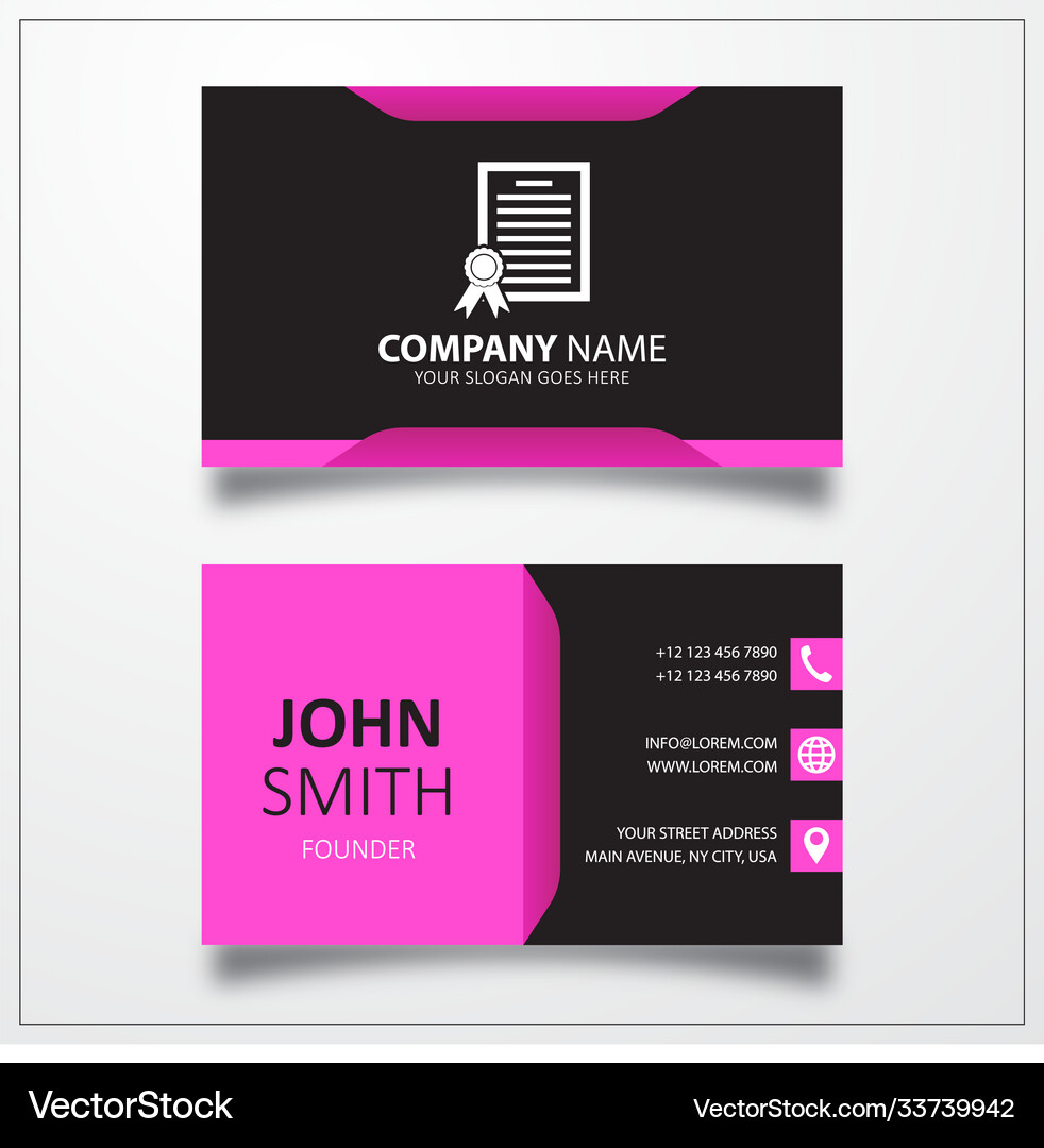 Certificate icon business card template Royalty Free Vector