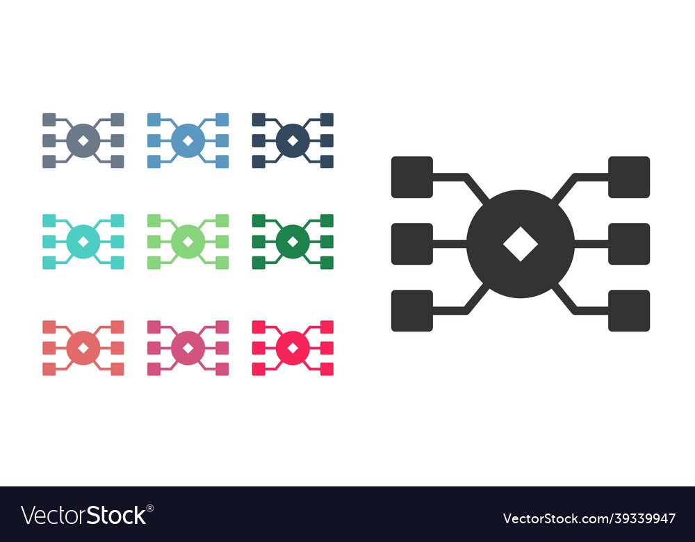 Black neural network icon isolated on white Vector Image Black neural network icon isolated on white Vector Image