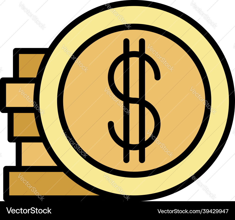 Money coin stack icon color outline Royalty Free Vector