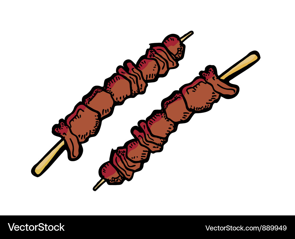 Satay skewers Royalty Free Vector Image - VectorStock
