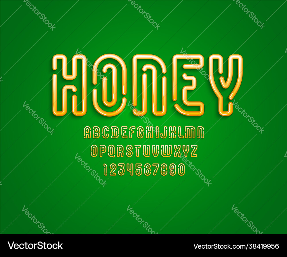 Original font in 3d style yellow alphabet Vector Image