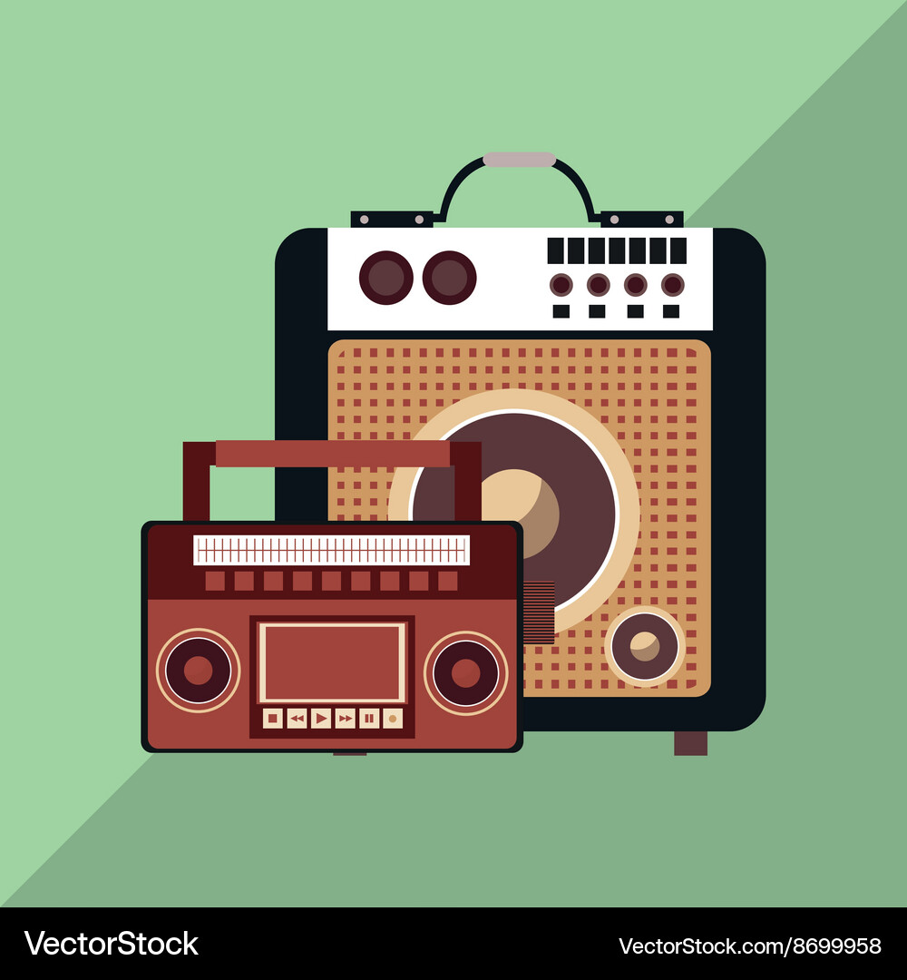 Music icon retro concept flat Royalty Free Vector Image