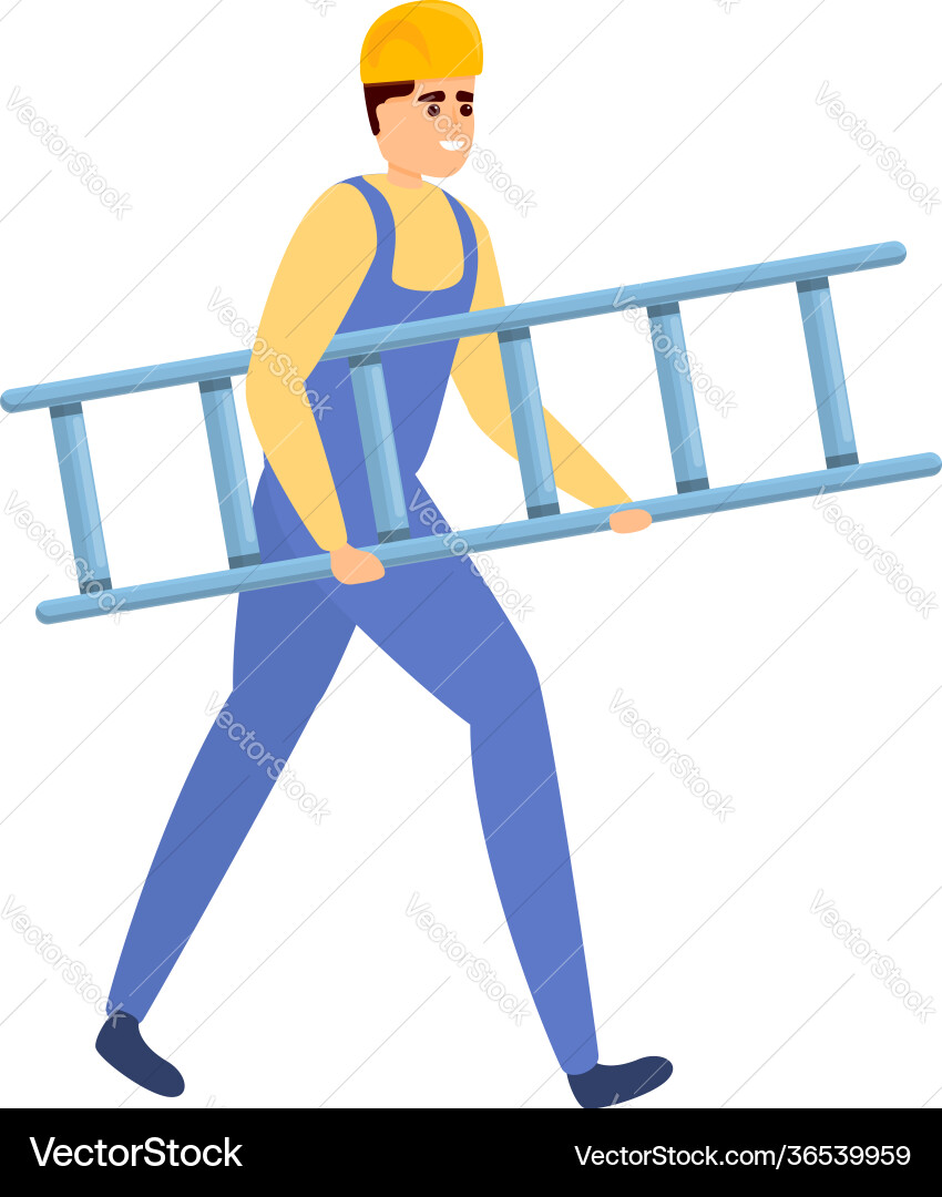 Builder take ladder icon cartoon style Royalty Free Vector
