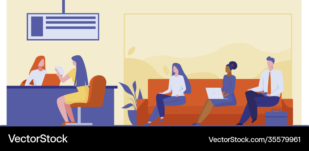 Bank worker providing service to customers Vector Image