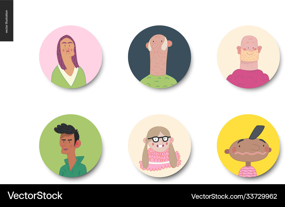 Bright characters portraits set - round avatars Vector Image