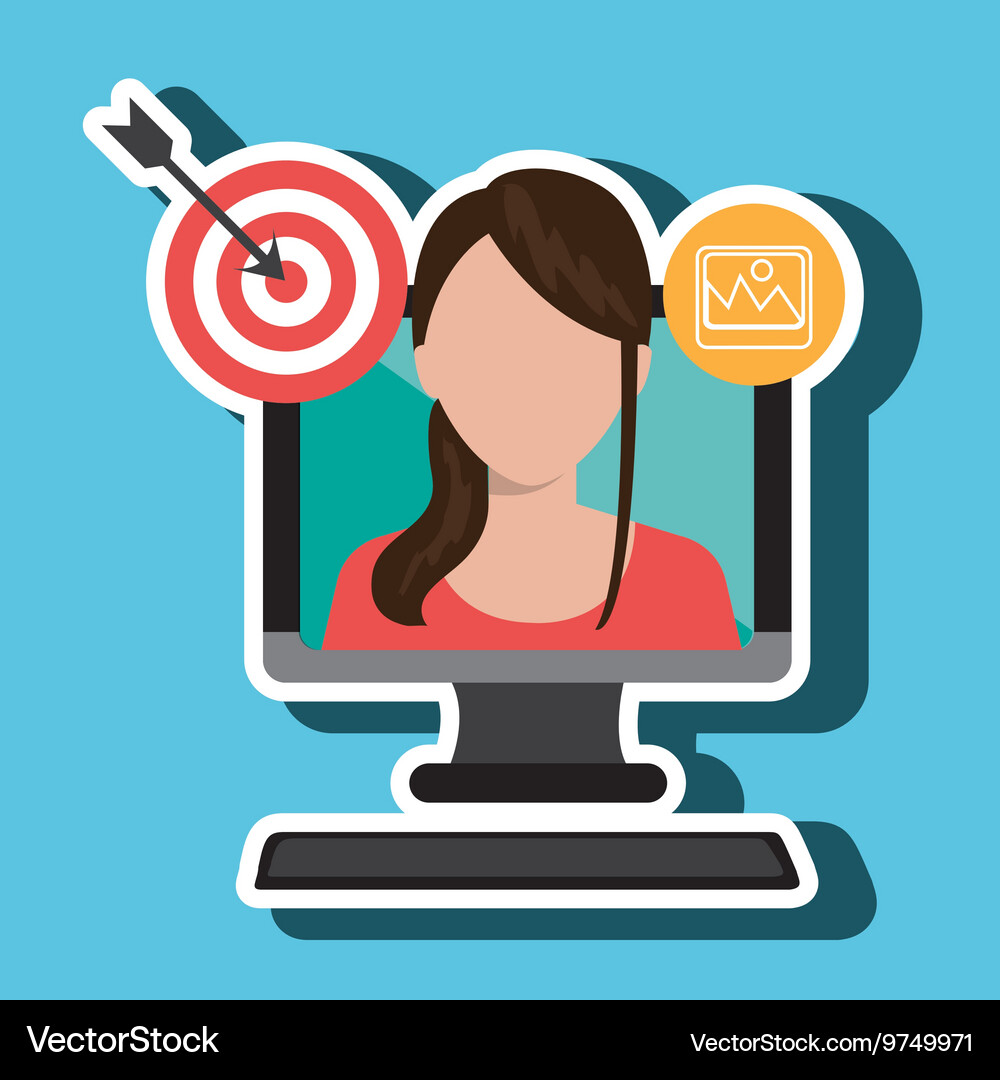 Woman with computer isolated icon design Vector Image