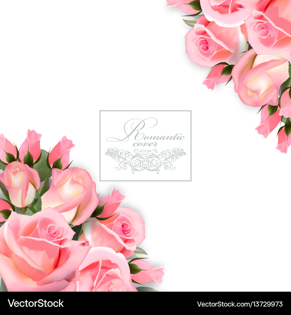 Background with pink roses flowers Royalty Free Vector Image