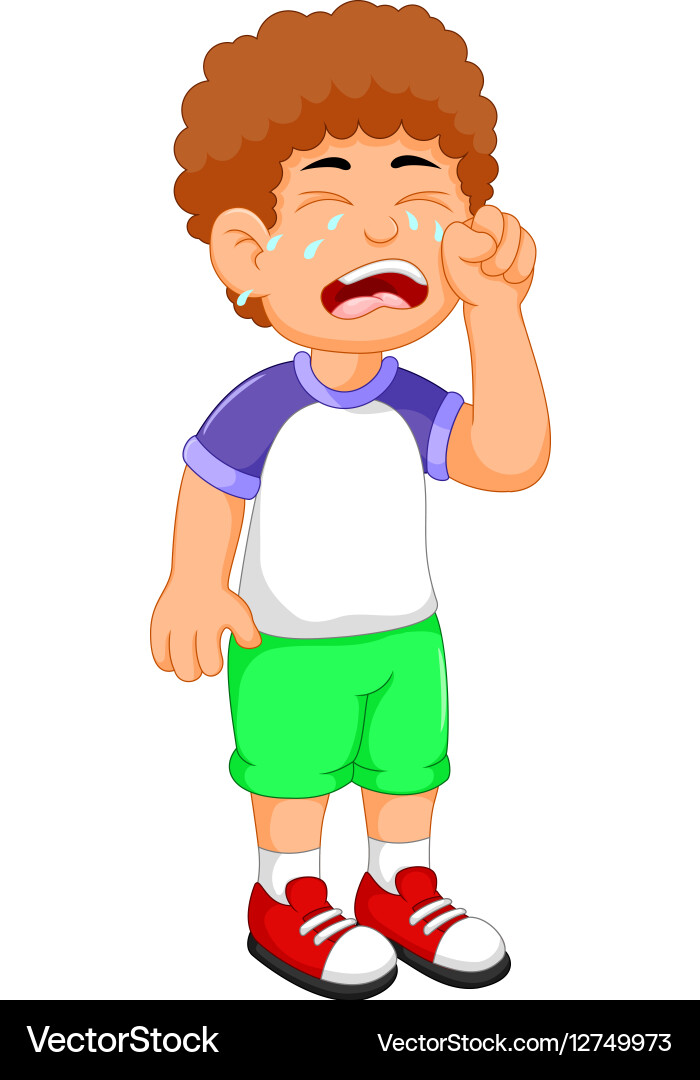 Cute little boy cartoon crying Royalty Free Vector Image