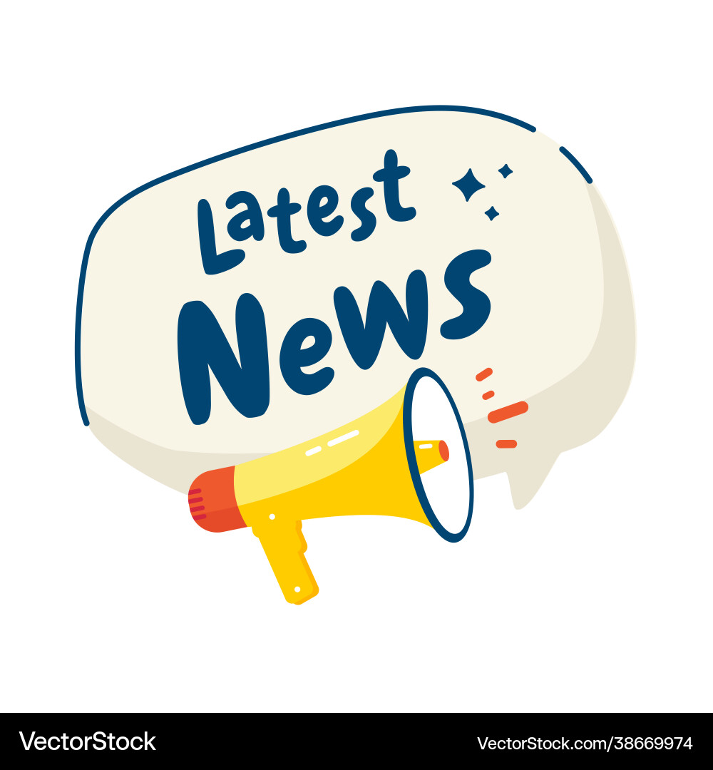Latest news sticker with megaphone Royalty Free Vector Image