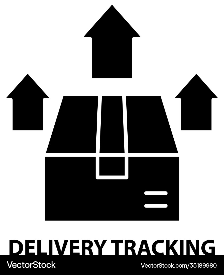Delivery tracking icon black sign Royalty Free Vector Image