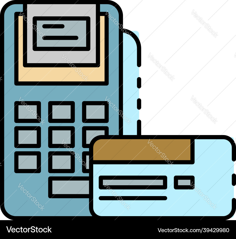 Payment terminal icon color outline Royalty Free Vector