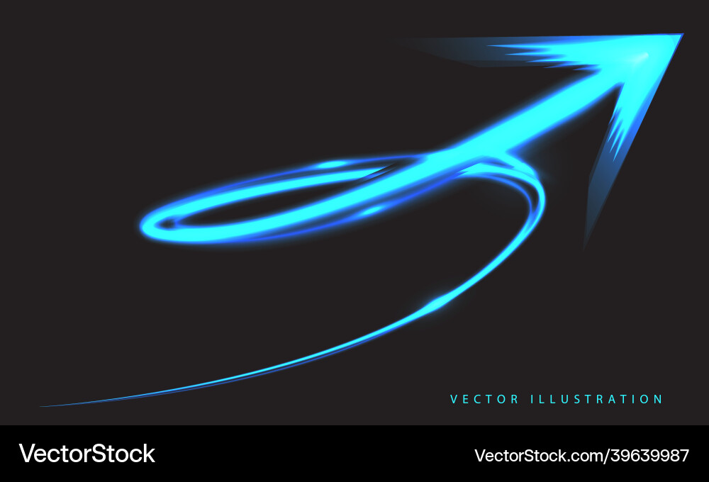 Blue arrow speed motion spiral light neon Vector Image