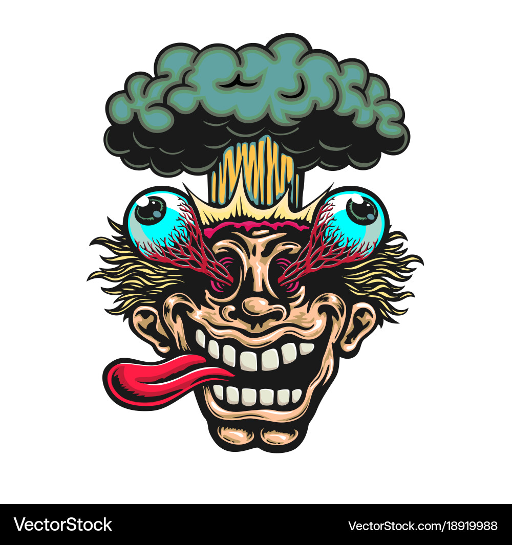 Cartoon head exploding eyes popping out Royalty Free Vector