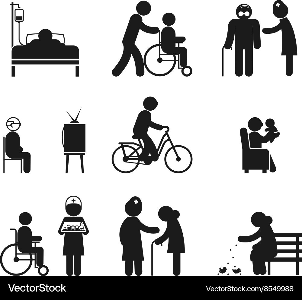 Elderly care icons Royalty Free Vector Image - VectorStock
